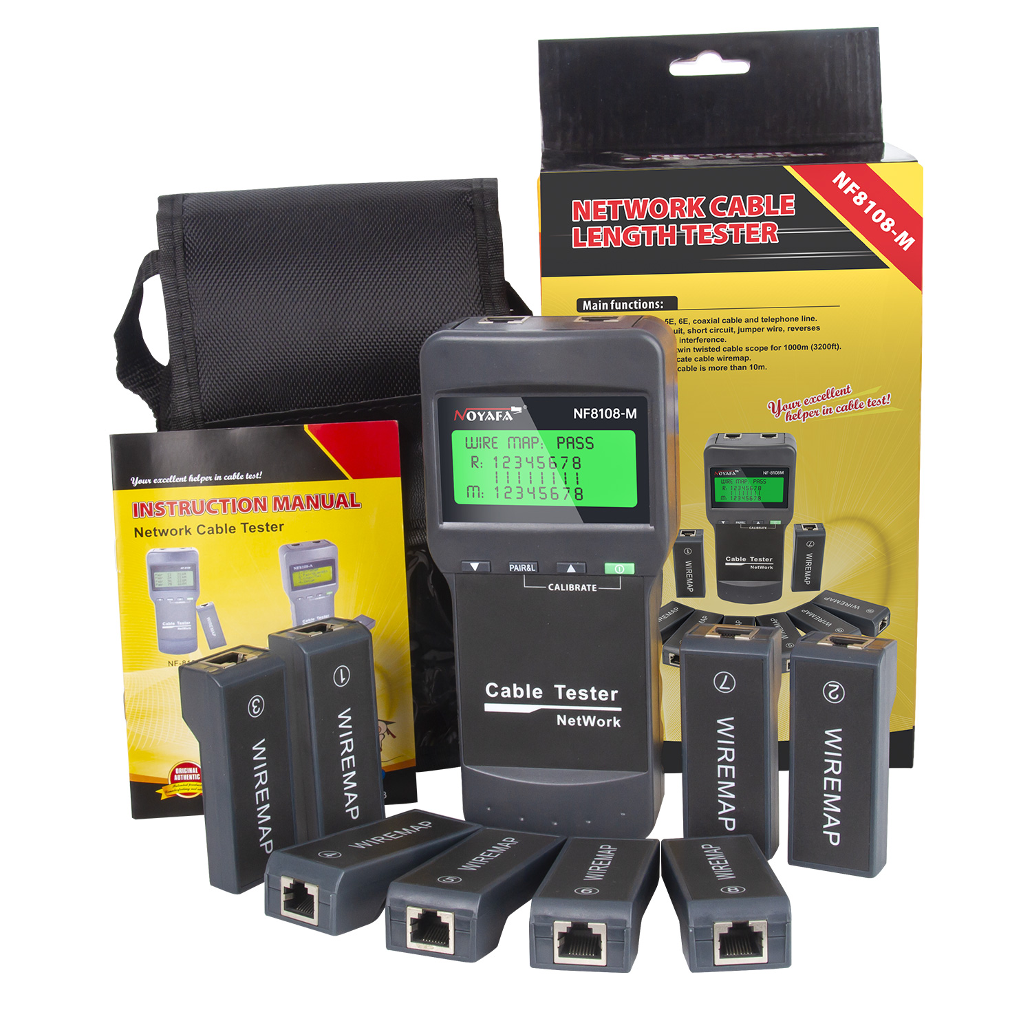NOYAFA NF-8108M Digital Network LAN Cable Tester Meter RJ45 5E, 6E ...