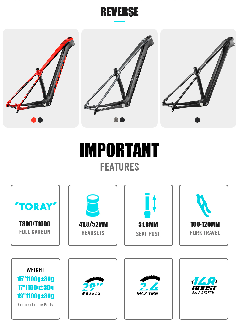 2024 LEXON Carbon Frame 29er Lexon Mountain Bike Hardtail Frames 148 ...