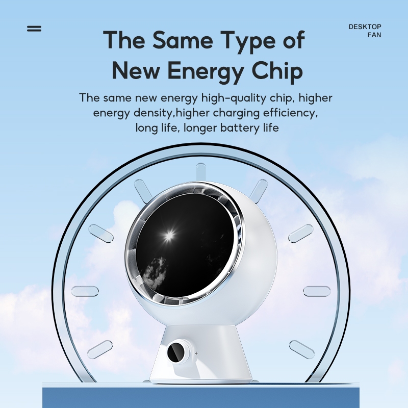 Mini Desktop Fan Chargeable Oscillating Head Fan 9-Speed Wind Silent ...