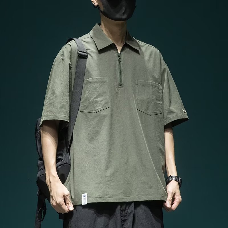 Cargo Polo Shirt For Men Plain Casual Dri Fit Polo Shirt 2 Pockets ...