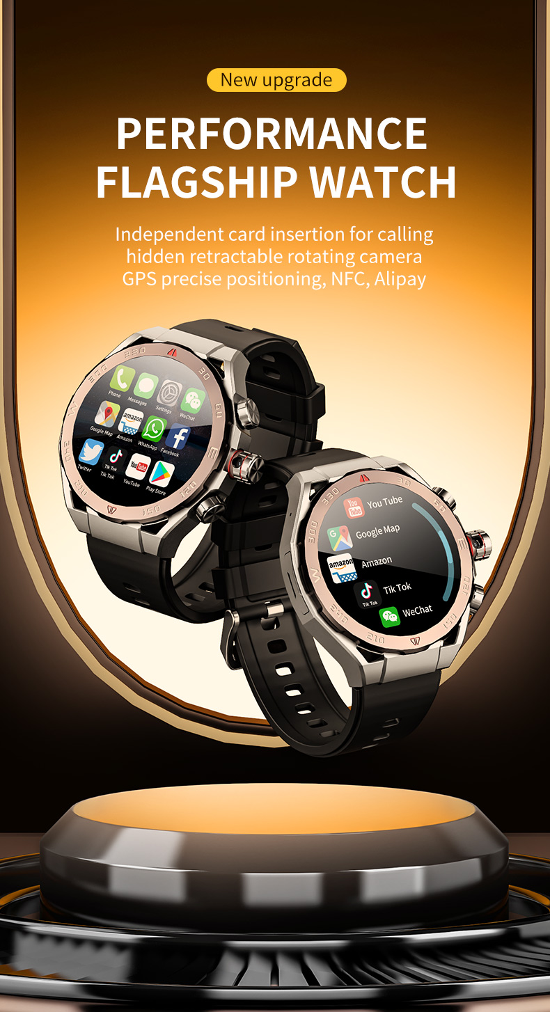 Nano SIM Card SmartWatch 4G LTE with GPS Wifi NFC HD Camera IP67 Heart ...