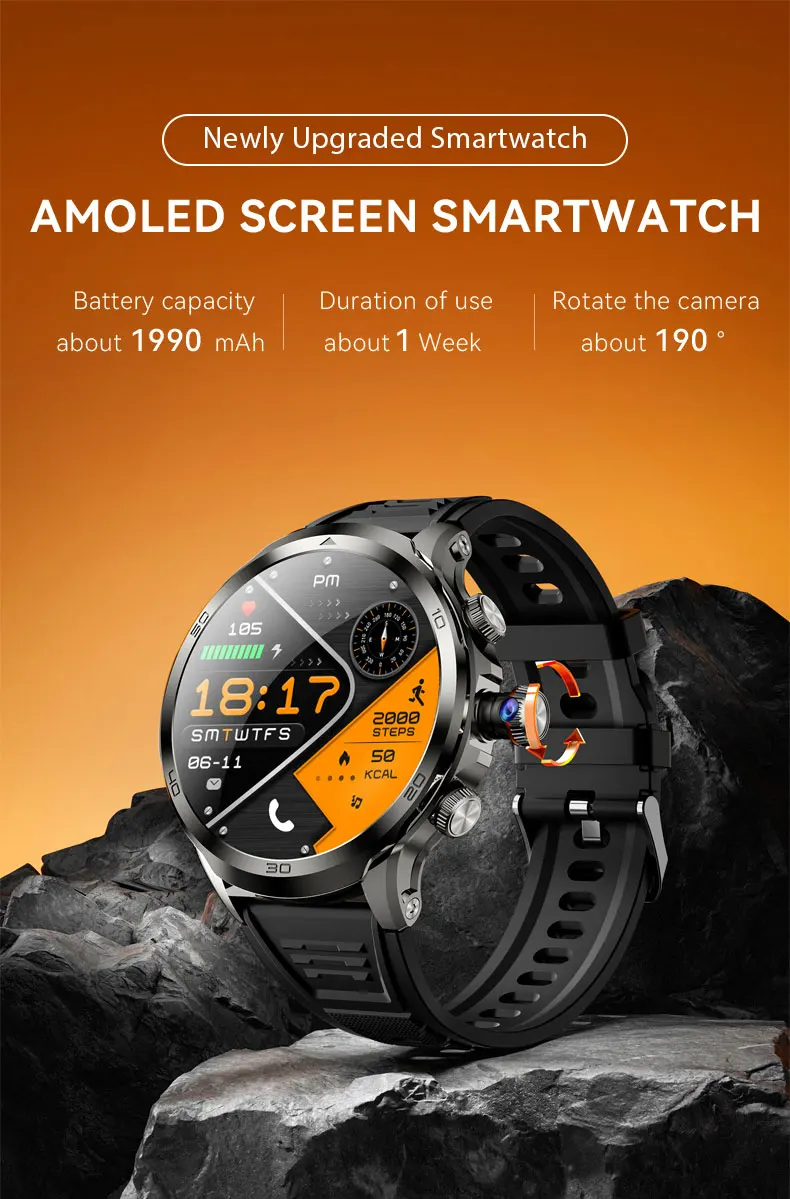 H19 Smart Watch Amoled Screen 900W Rotating Camera 128GB ROM Google Play Store GPS WIFI 4G ...