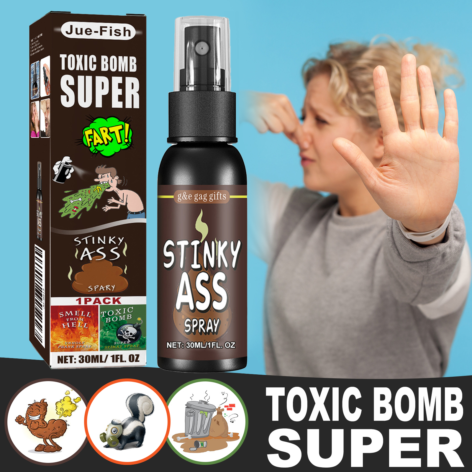 Jue-Fish Hot Sale Poop Flavour Stinky Fart Spray Spraying Spoofing ...