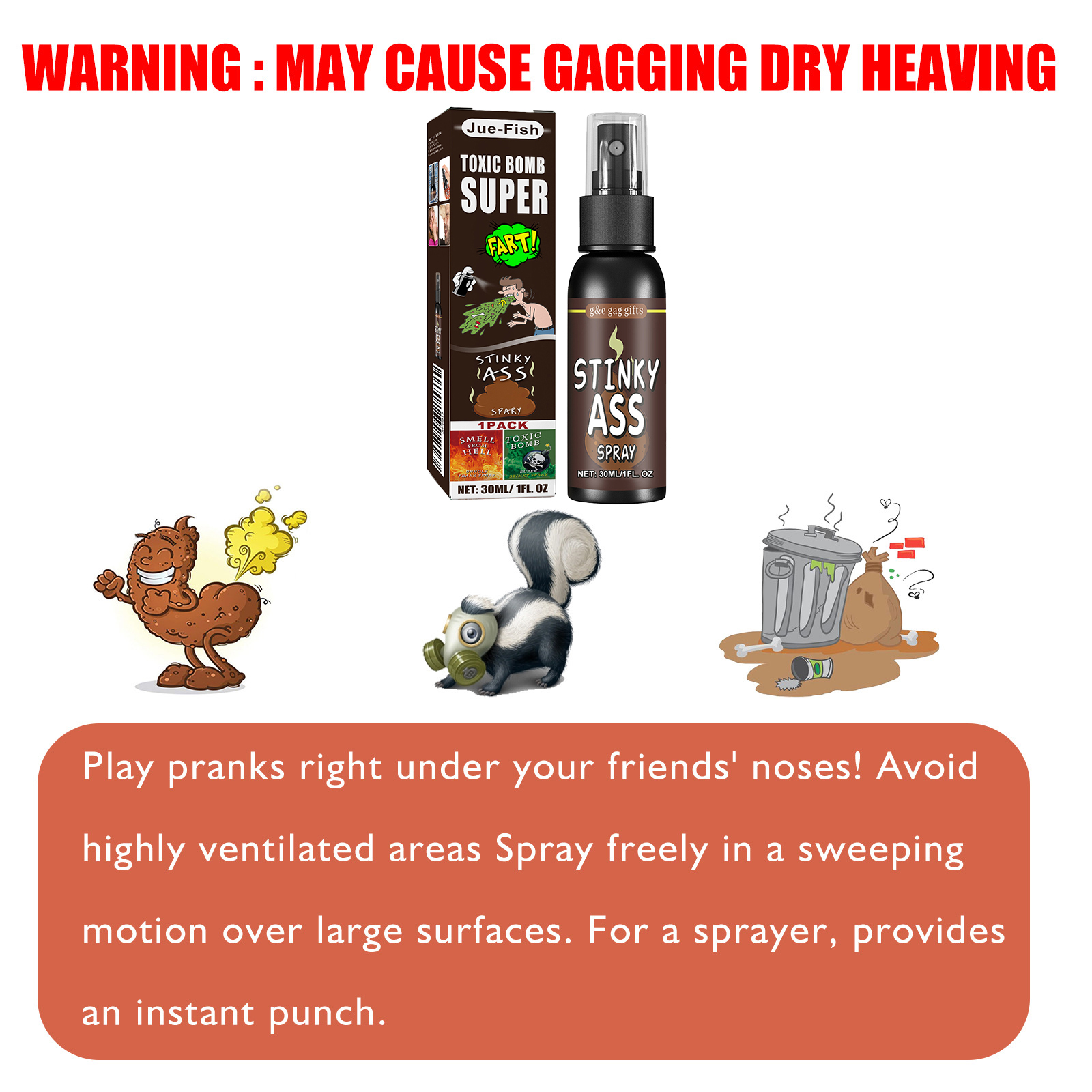 Jue-Fish Hot Sale Poop Flavour Stinky Fart Spray Spraying Spoofing ...