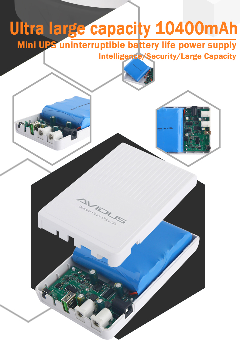 V380 PRO x AVIDUS 10400mAh Mini UPS Battery Backup for WiFi Router ...