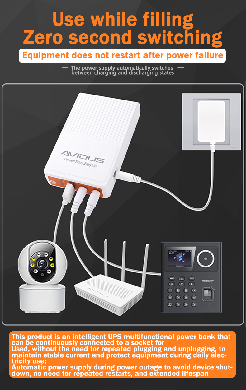 V380 PRO x AVIDUS 10400mAh Mini UPS Battery Backup for WiFi Router ...