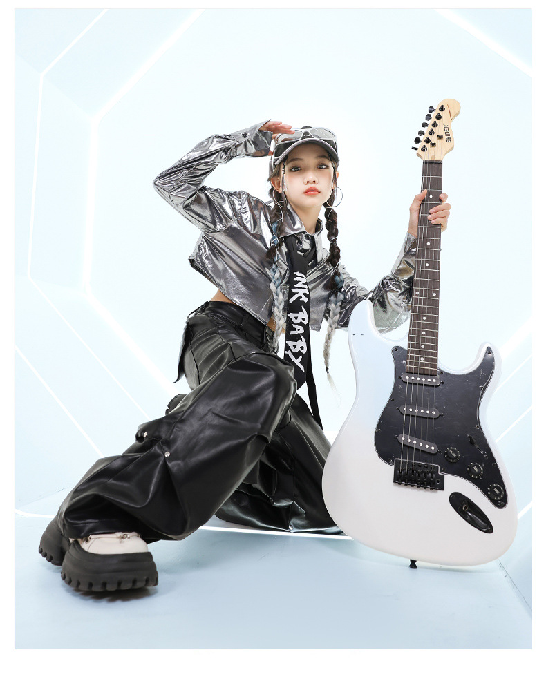 Ready Stock Girls Jazz Dance Tide Clothes / Navel-Exposed Bright ...