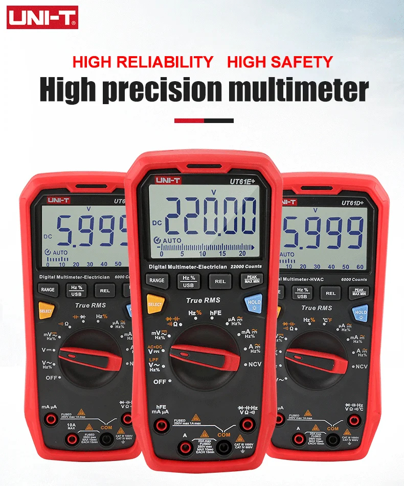 UNI T UT61B+ UT61E+ UT61D+ Plus Smart Professional Digital Multimeter ...
