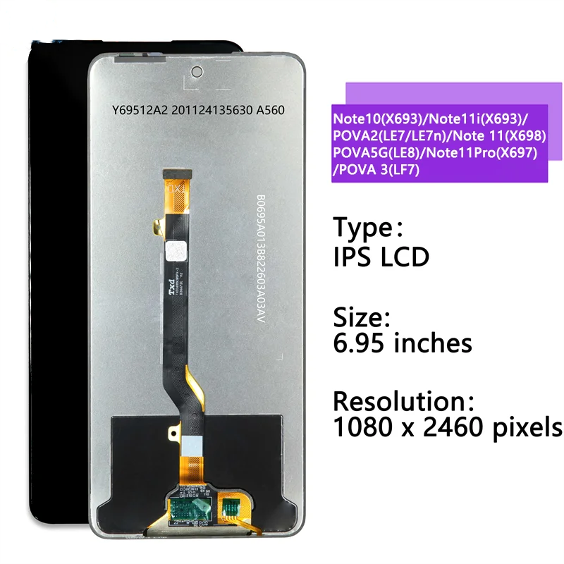 For Tecno Pova 2 LE7 LE7n LCD Display Touch Panel Screen Digitizer With ...
