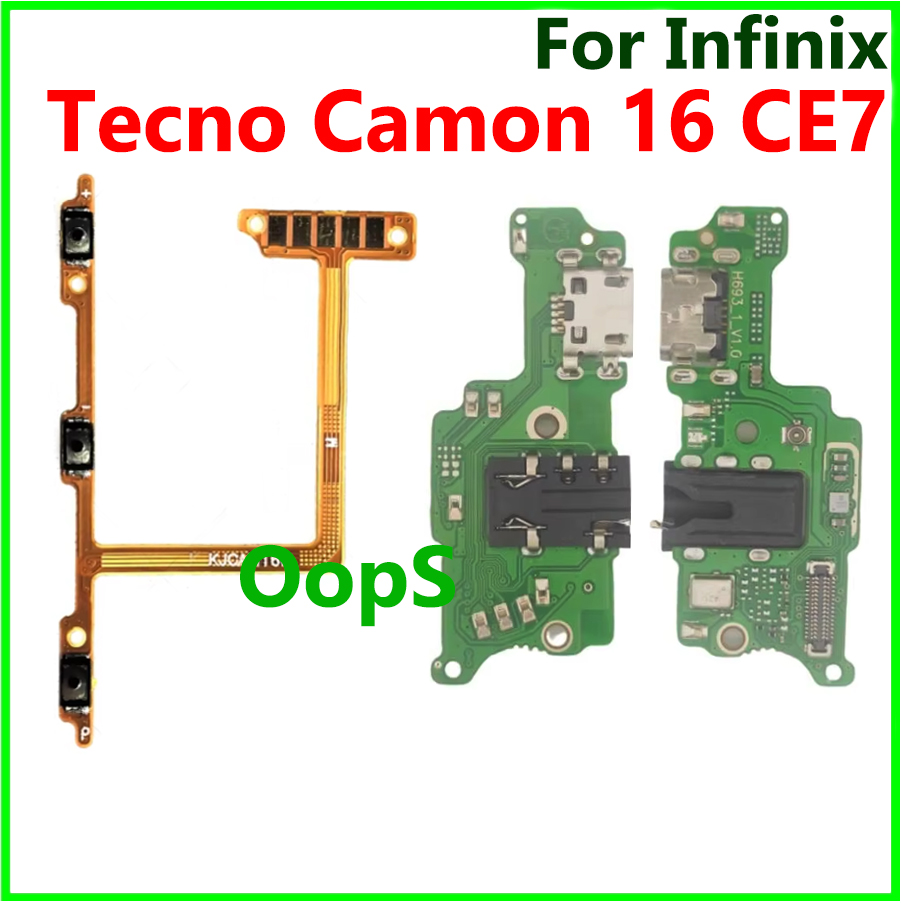 For Tecno Camon 16 CE7 Power Volume Flex Button Switch USB Charging ...