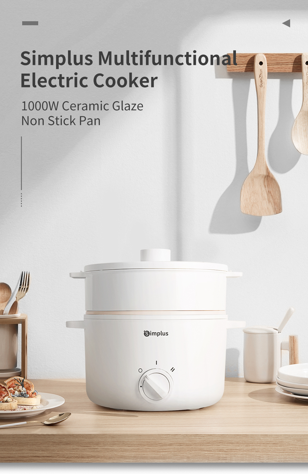 Simplus Electric Cooker Multi Cooker Ceramic Nonstick 1.5L/3L Cooking ...