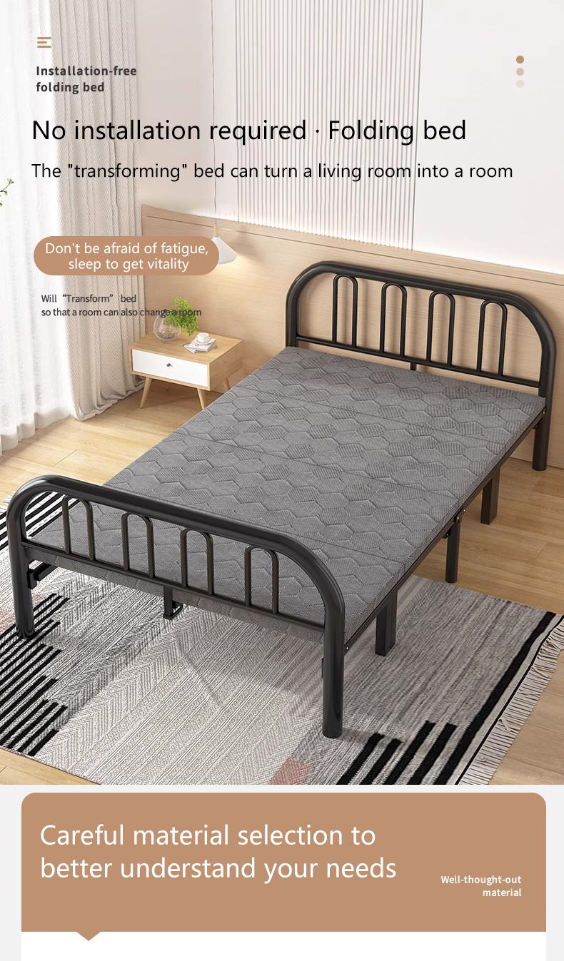 [90/100/120CM] 4 Folds Portable Folding Bed Single/Double Bed Foam Bed ...
