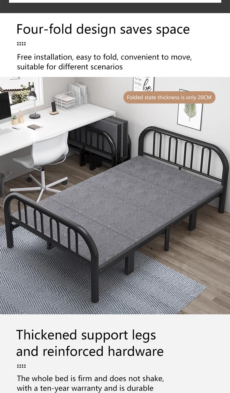 [90/100/120CM] 4 Folds Portable Folding Bed Single/Double Bed Foam Bed ...