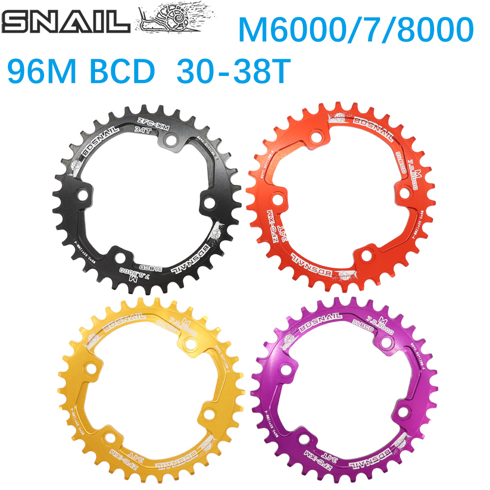 Snail Bike Chainring Round 96BCD Asymmetrical for Shimano Deore M6000 SLX M7000 XT M8000 XTR ...