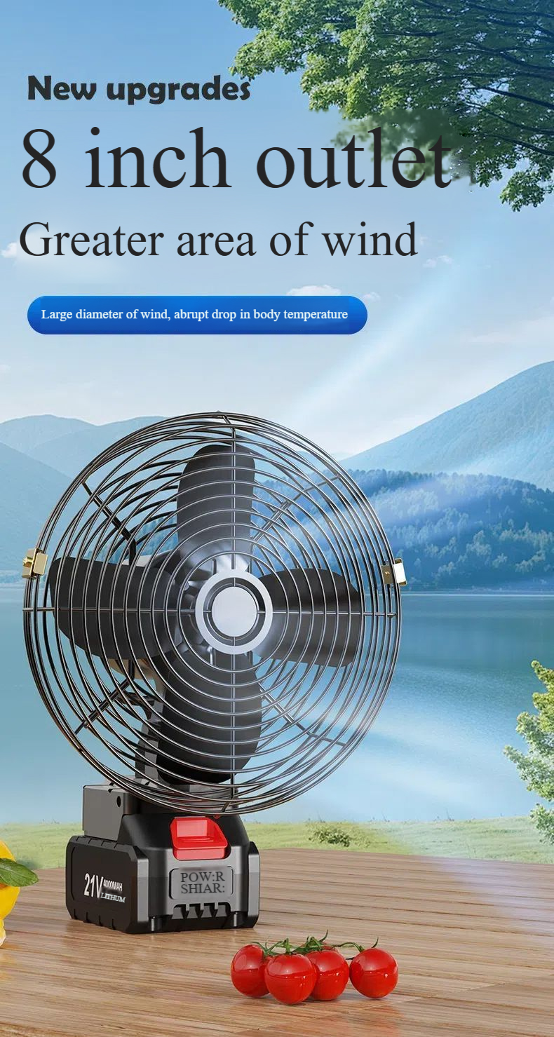8-Inch Portable Lithium Battery Fan High Power Outdoor Cooling Fans ...