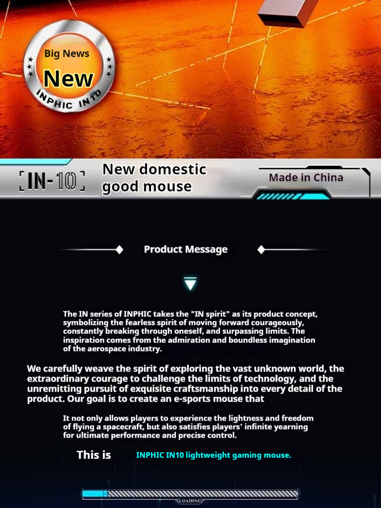 INPHIC IN10 three mode wireless game mouse, PAW3395, 8K return rate, 26000DPI, lightweight 60g ...