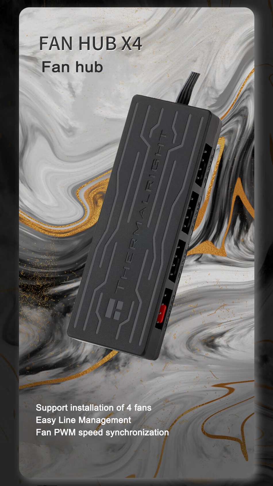 Thermalright PWM FAN HUB X4 Support PWM Fan Accessories Temperature Control Fan Cable Hub ...