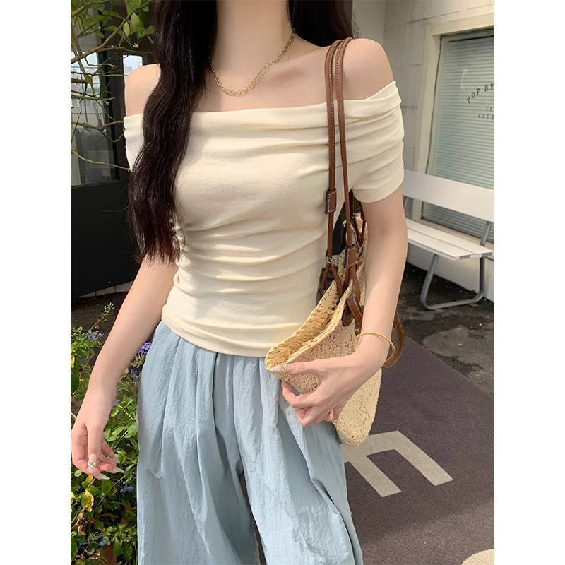 S-XL Design Off-Shoulder Short Tops Short sleeves Multiple Ways To Wear ...