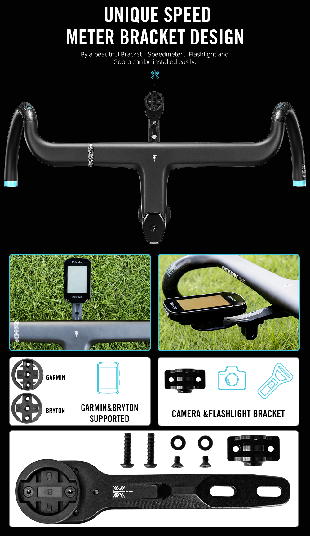 LEXON Gravel Handlebar Carbon Road Integrated 28.6mm Road Bike Bar With ...