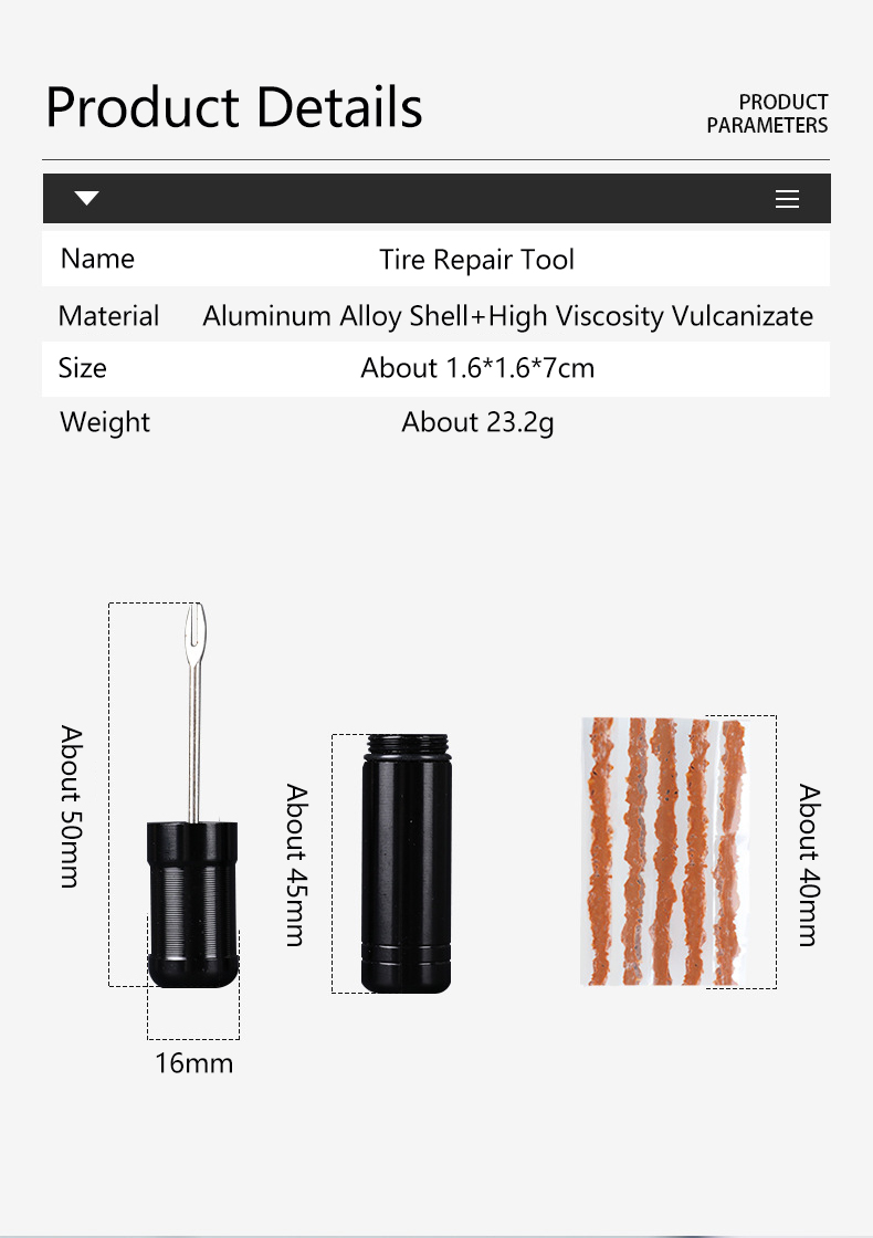 Bike Tubeless Tire Repair Kit Slug Plug Stopper Rubber Bacon Strips and ...