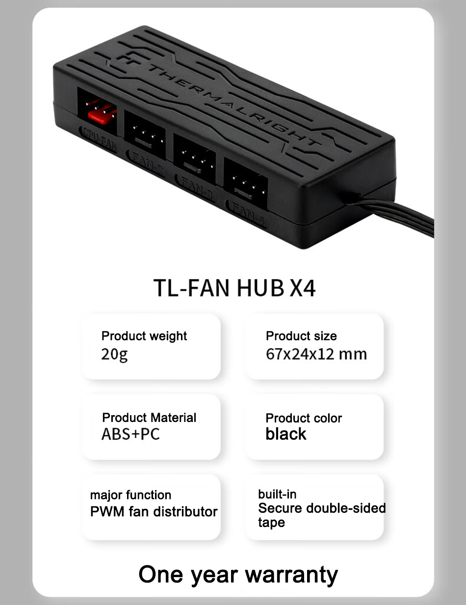 Thermalright PWM FAN HUB X4 Support PWM Fan Accessories Temperature Control Fan Cable Hub ...