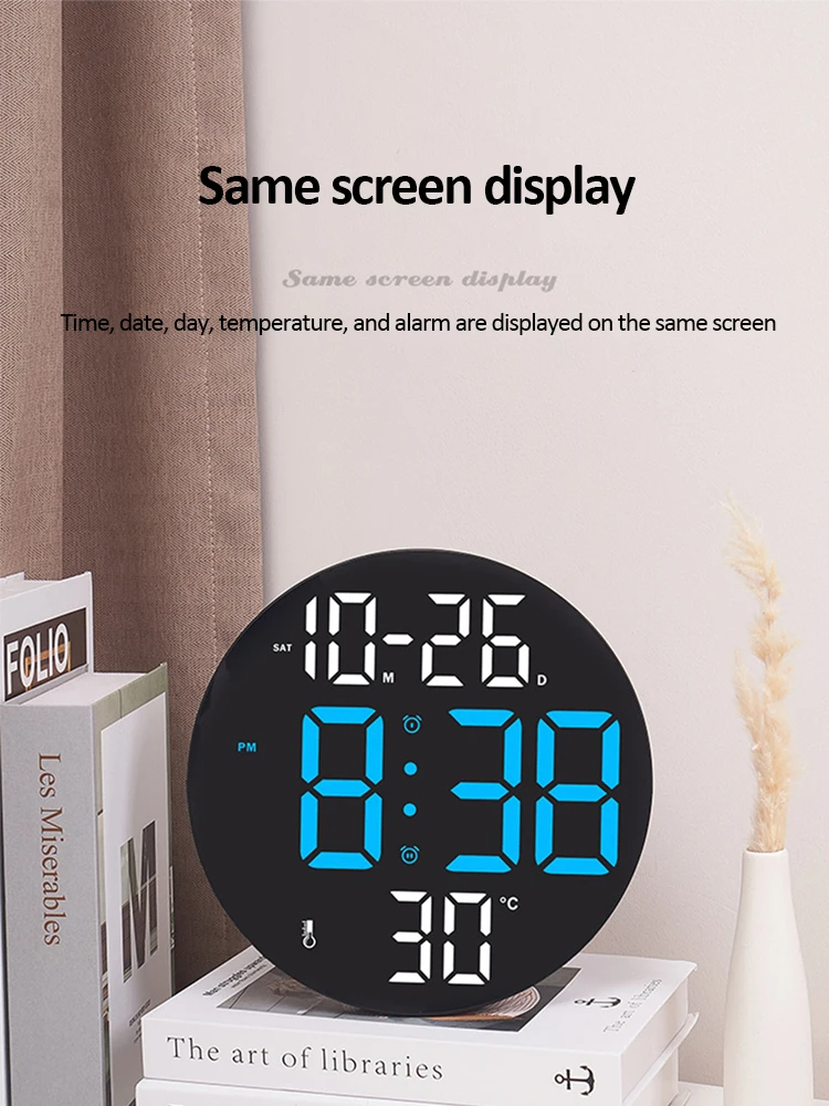 LED Wall Clock Digital Alarm Clock with Remote Control Date Week ...