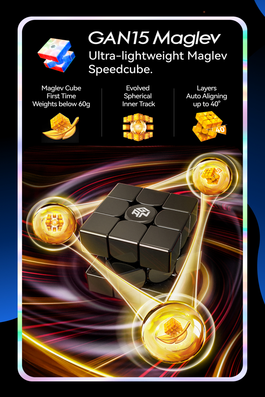 GAN 15 Maglev UV 3x3 Magnetic Cube Professional GAN15 Maglev 3x3x3 ...