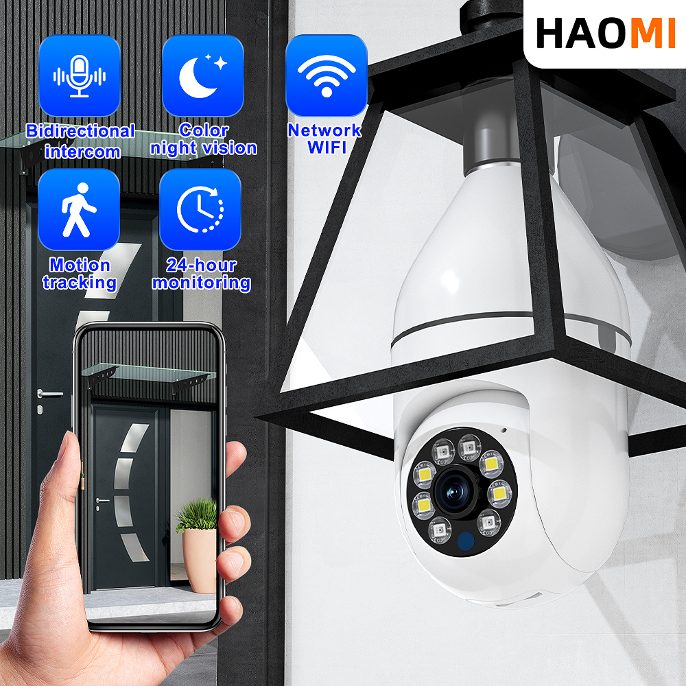 E27 WiFi Bulb Surveillance Camera Full Color Night Vision Automatic ...
