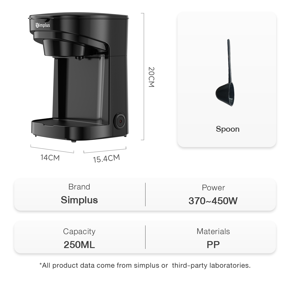 Simplus Drip Coffee Maker Coffee Machine One-Button Dual Cups Dual-Use ...