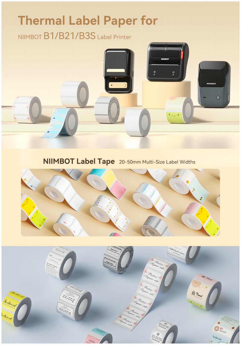 NiiMBOT B1/B21/B3S Cute label paper waterproof cartoon cute animal pattern sticker thermal paper ...
