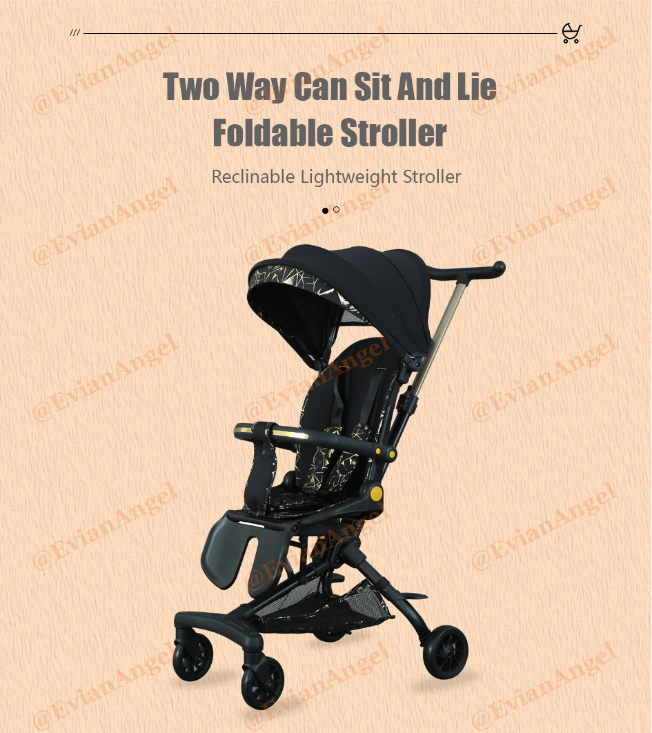 EvianAngel Stroller for Baby Two-Way Reversible Handle Foldable Stroller For Toddler Cabin Size ...