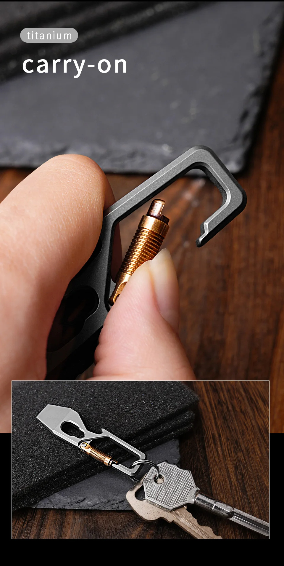 CNEDC Titanium Alloy Keychain Multifunctional Tool Crowbar Unboxing ...