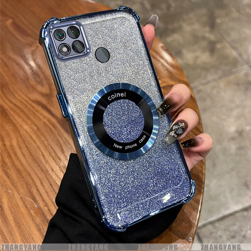 Case For Redmi 9c 10A Electroplated four corner anti drop flash powder ...