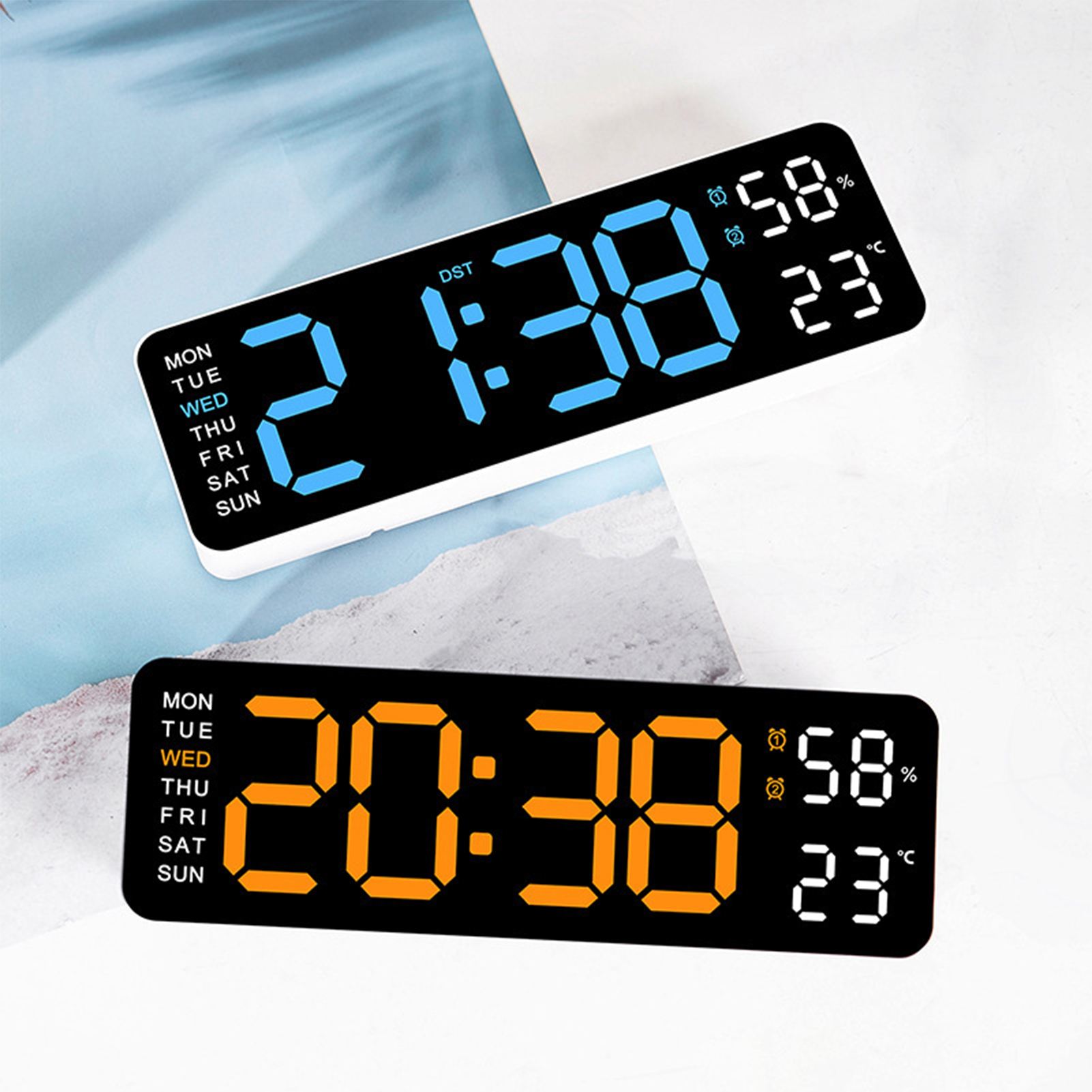 Digital Wall Clocks LED Alarm Clock Large Display Table Clock Wall ...