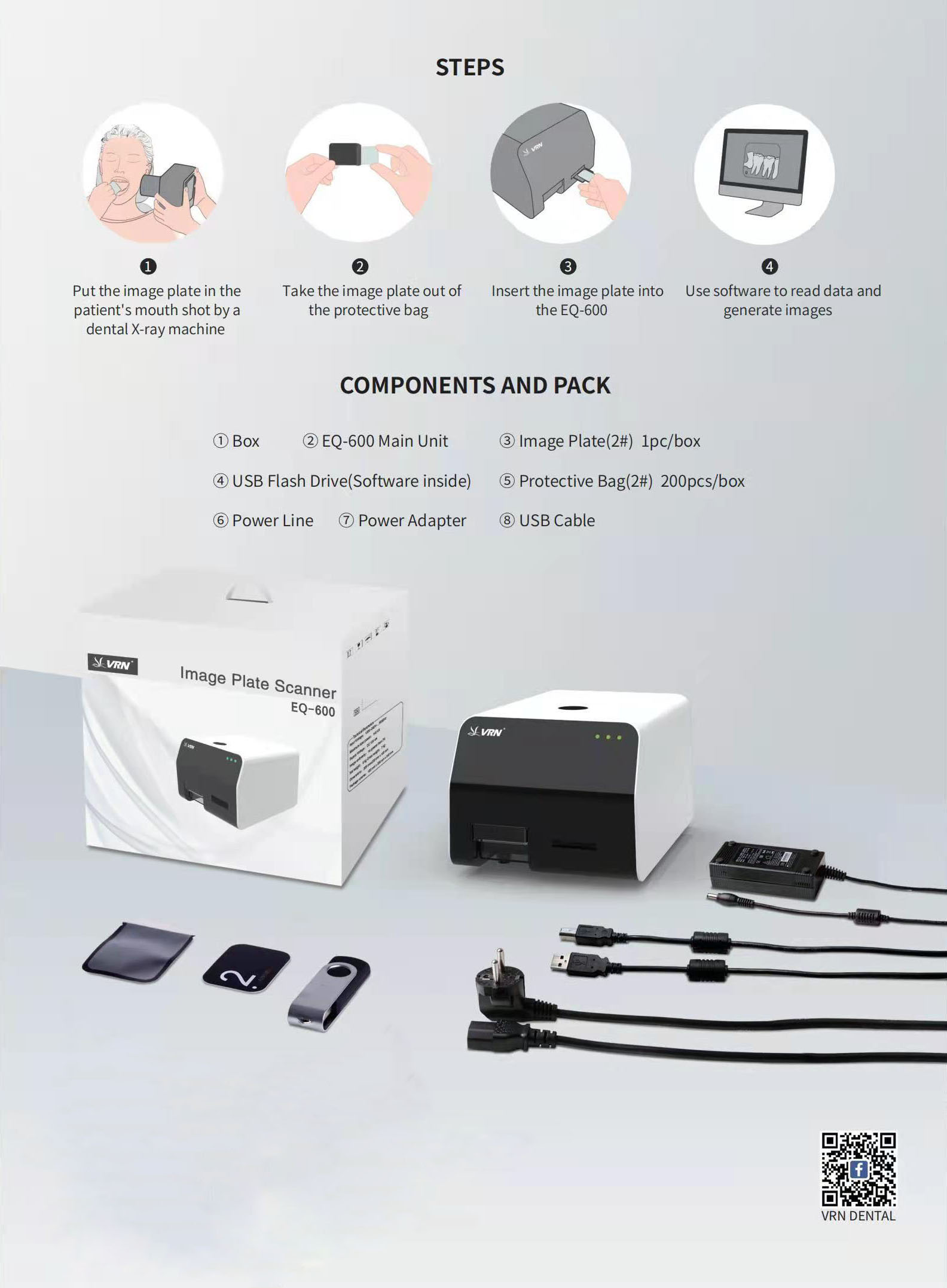 Digital Dental Film Scanner VRN EQ600 Imaging Radiography Fluorescent ...