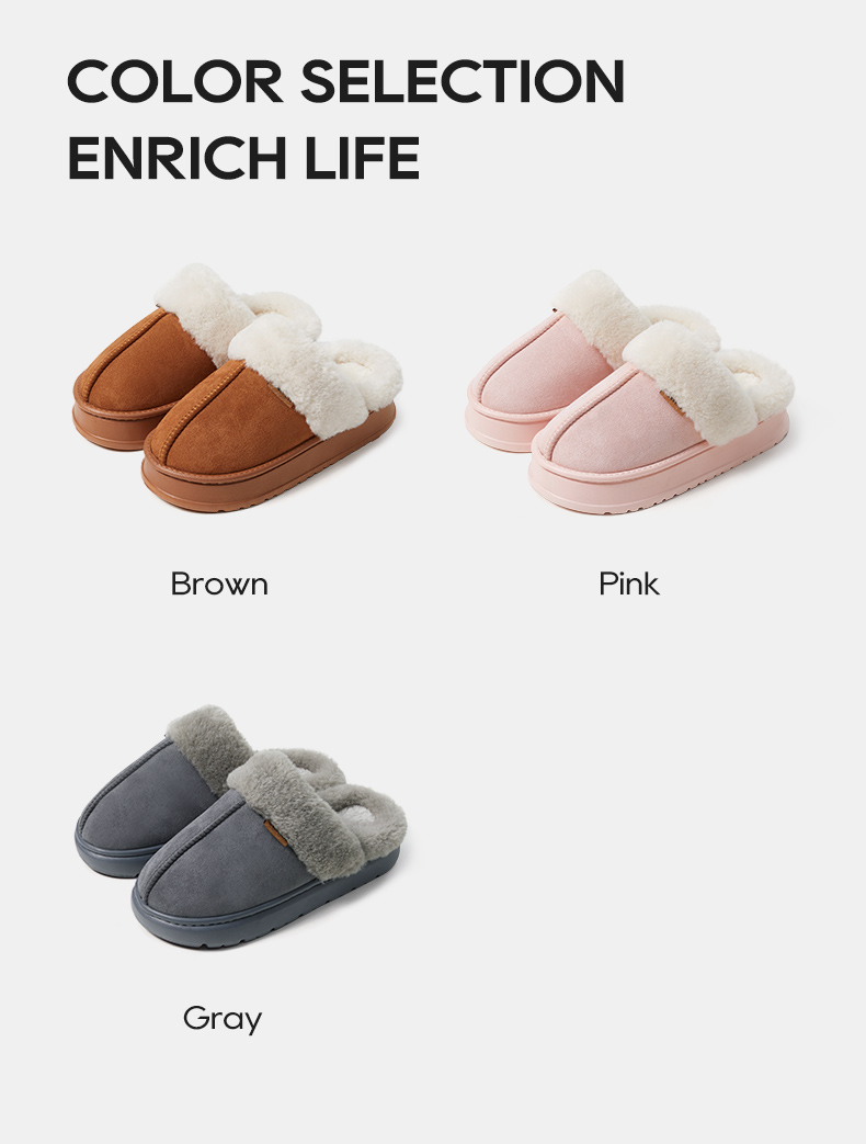 UTUNE Thick-soled Plush Slippers For Women Autumn Winter Indoor Cotton ...