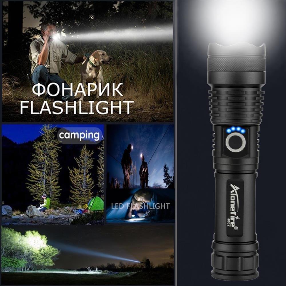 Alonefire H002 Xhp50 Strongest Led Flashlight Usb Zoom Rechargeable ...