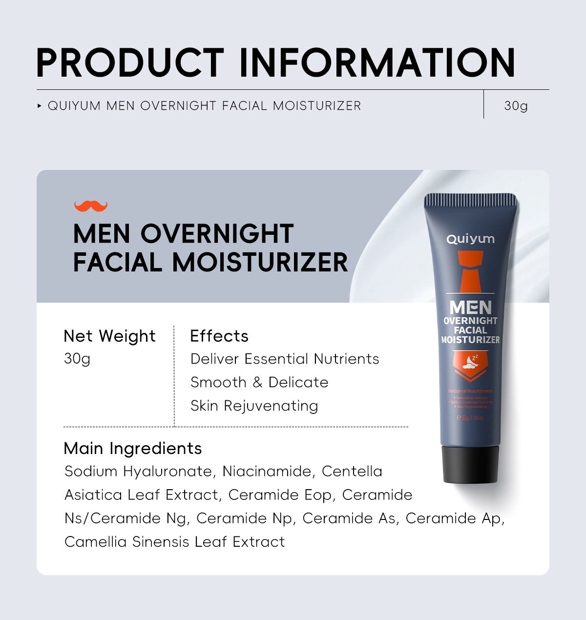 QUIYUM Men Overnight Facial Cream Moisturizer Deliver Essential ...