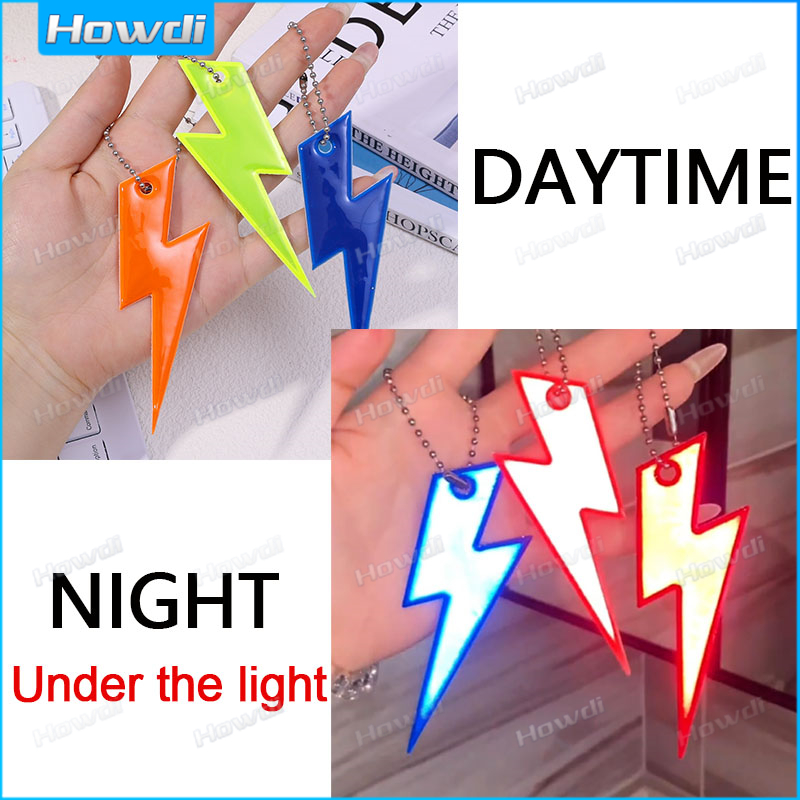 Reflective Keychain Lightning Shape Reflective Pendant Key Ring Bags ...