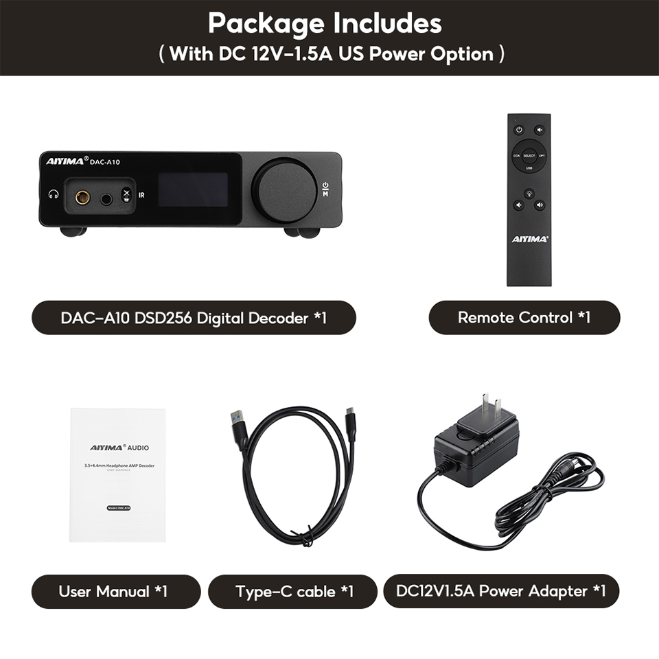 AIYIMA DAC-A10 Mini Stereo Audio Decoder Headphone Amplifier 16-600Ω ...