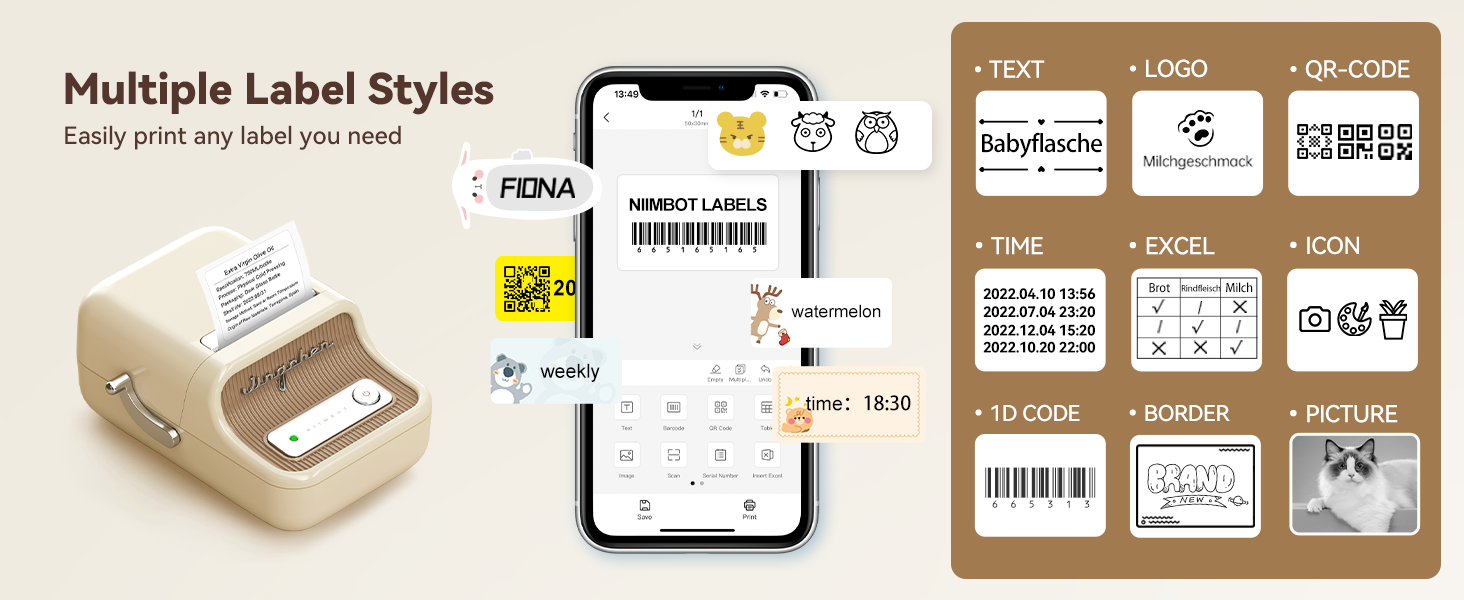 NIIMBOT B21 Thermal Printer Portable Barcode Label Price Bluetooth ...