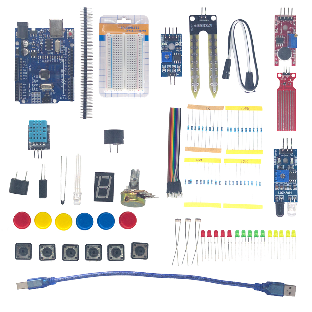 Basic Starter Kit For Arduino Uno R3 With Tutorial Code Breadboard ...
