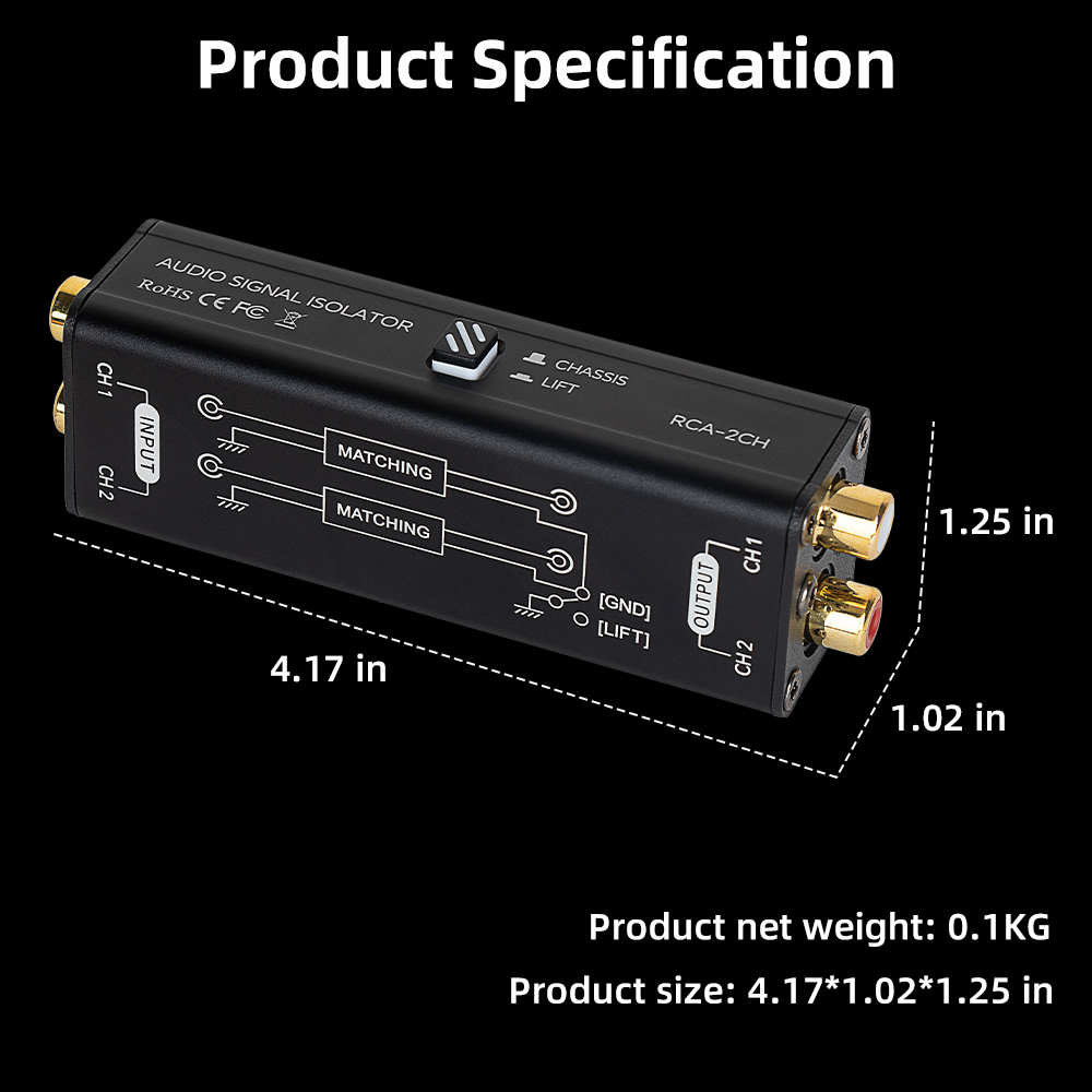 2 Channel Passive Ground Audio Signal Isolator/Noise Filter/AC Buzz ...
