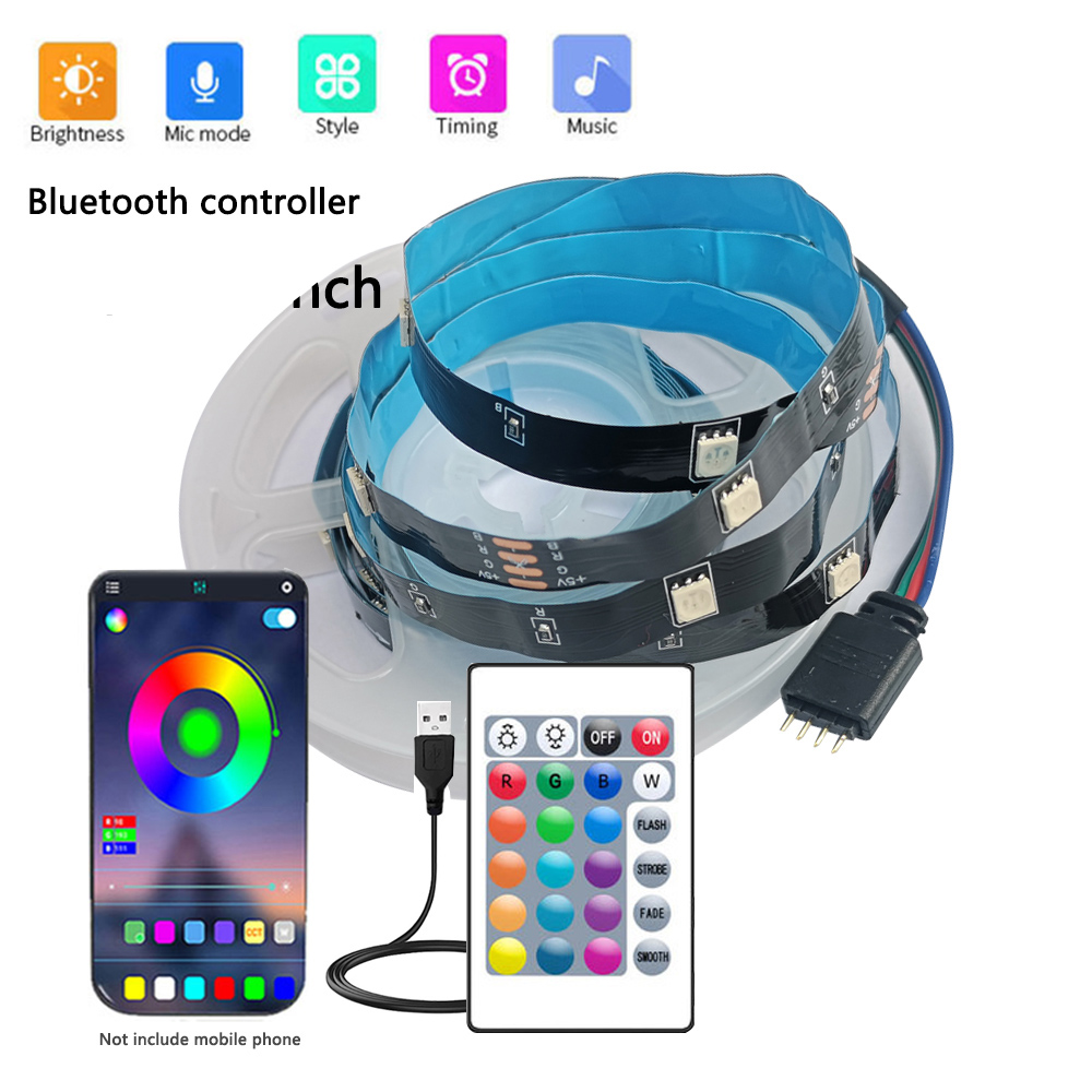 Bluetooth control LED Strip Light USB 5050 SMD Diode Flexible Ribbon 5M ...