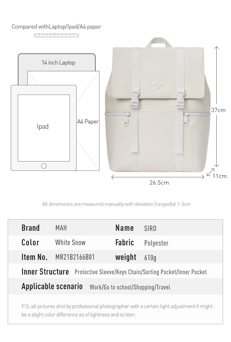 MaH 3152 Siro Snow White Backpack Waterproof School Bag 14 inch ...
