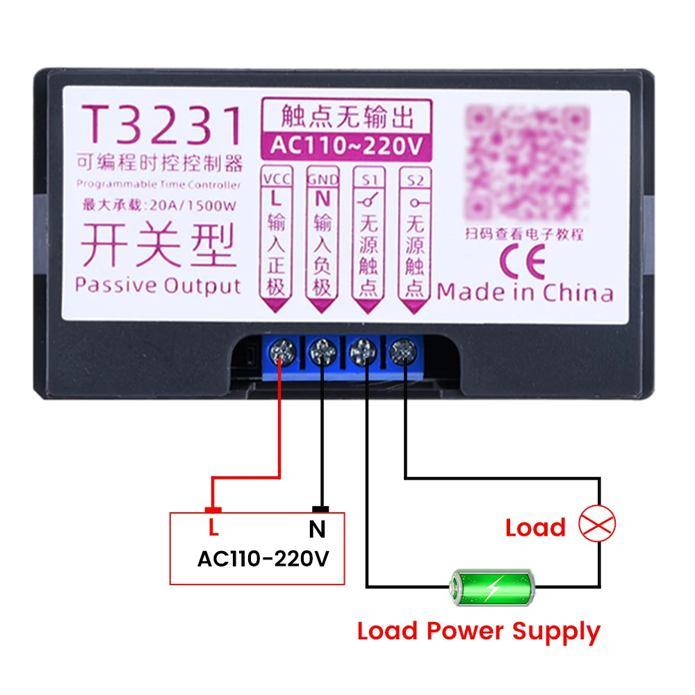 T3231 AC 110V 220V DC 12V Digital Time Delay Relay LED Display Cycle Timer Control Switch ...