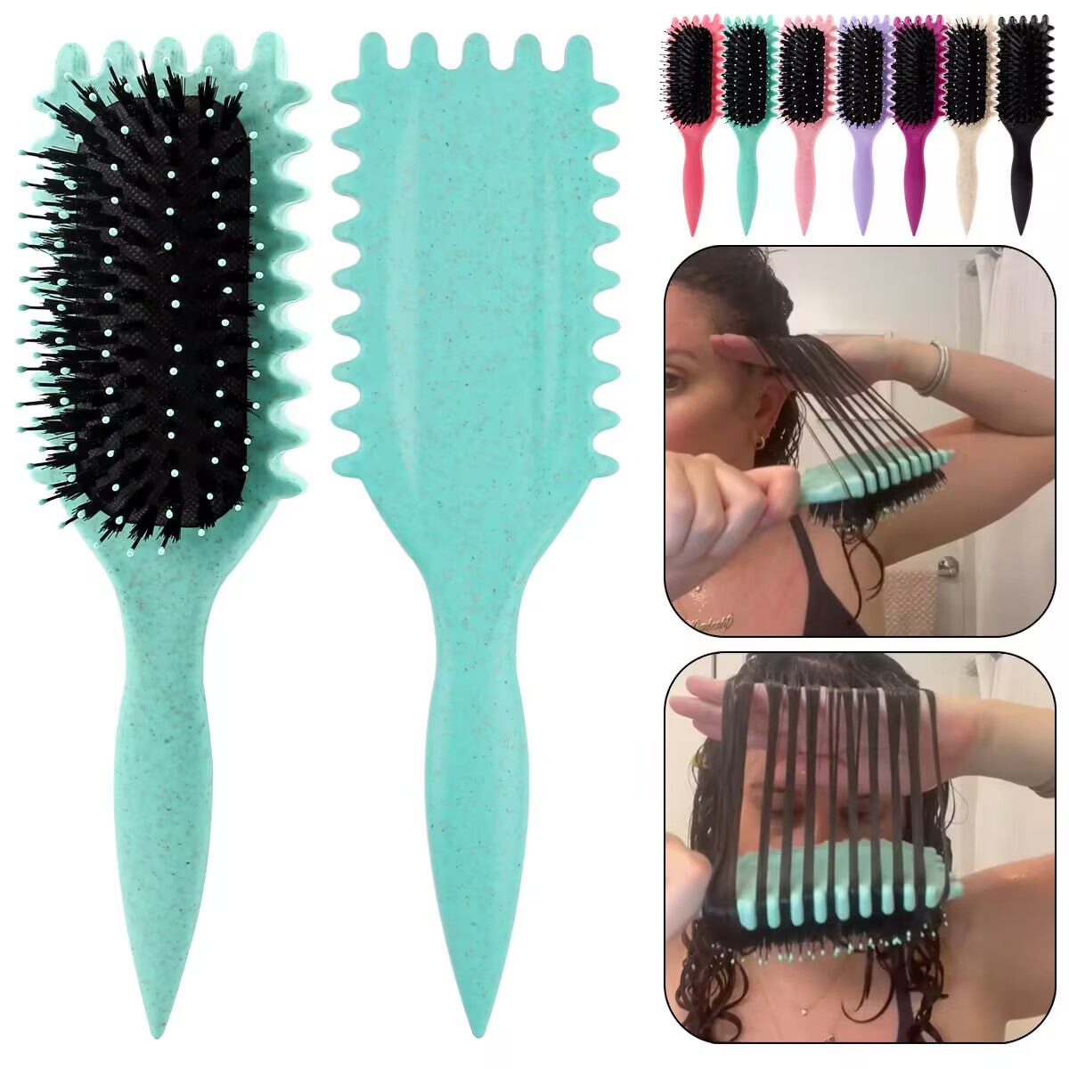 【Ready Stocks】Curl Brush Comb For Curly Hair Reduce Hair Pulling And ...