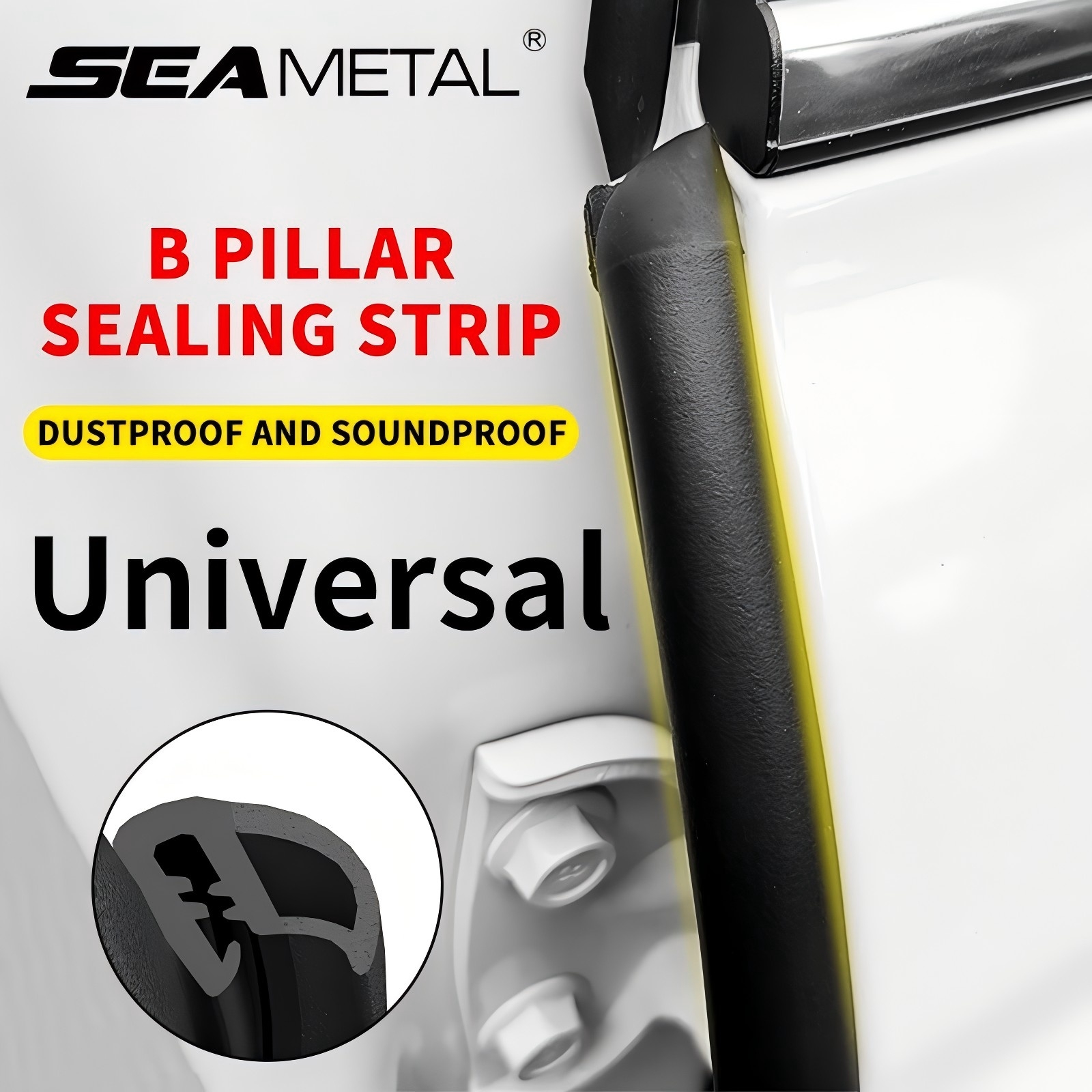 SEAMETAL Car Door Protector Rubber Seal Strip B Pillar Soundproof ...