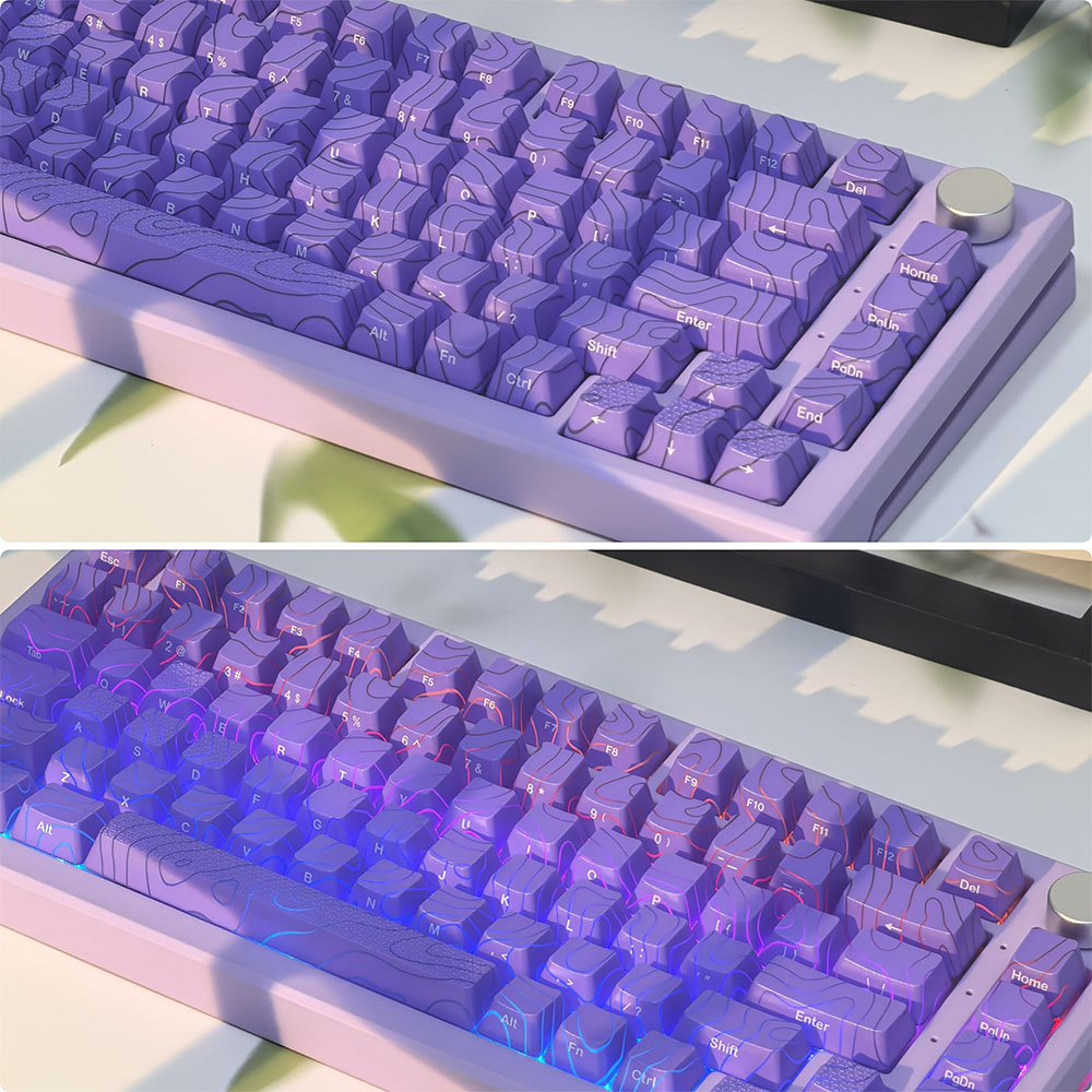 Contour 2.0 LED Translucent Keycap OEM Profile 61/118 Keys PBT Letter ...