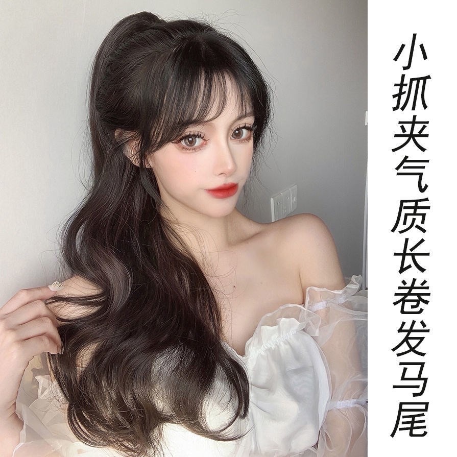Ponytail Wig Female Curly Hair Big Wave Long Hair Wig Braid Simulation ...